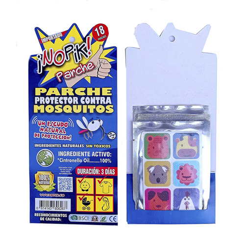 Parche Protector Contra Mosquitos Nopik! x3 Blister (18parches) - Luegopago